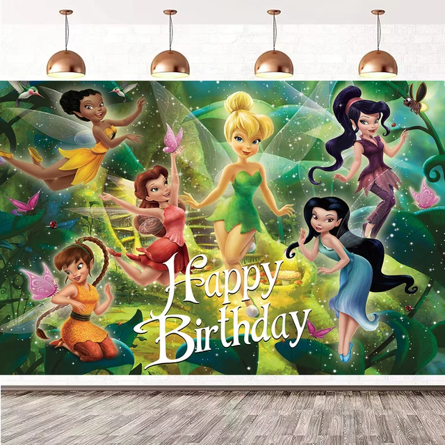 TINKER BELL HAPPY Birthday Backdrop Photography Background Party Banner ...