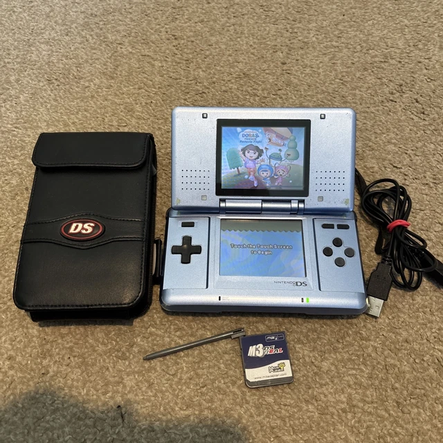 NINTENDO ORIGINAL DS Console Metallic Blue with M3 DS card and charging ...
