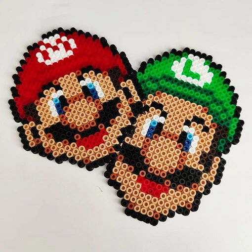 SUPER MARIO BROS character head handmade Hama beaded coasters Mario ...
