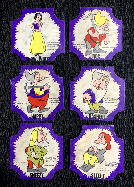 1950 WALT DISNEY SNOW WHITE & THE SEVEN DWARFS 2.75" Bread Labels VG ...