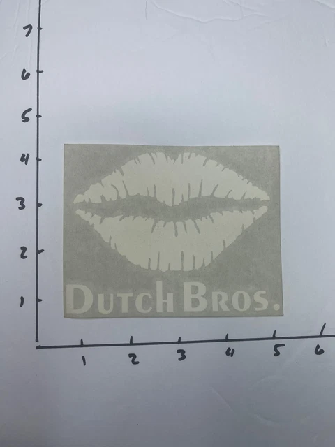 DUTCH BROS COFFEE Sticker OG Old School Rare HTF White Kiss Vinyl Lips ...