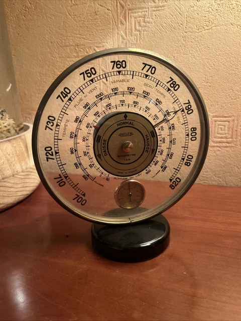JOLI BAROMÈTRE VINTAGE Jaeger reglable avec thermometre EUR 200,00 ...
