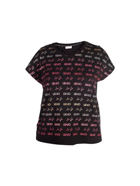 T Shirt Liu Jo Femme A Manche Courte En Mixte Viscose Couleur Noire