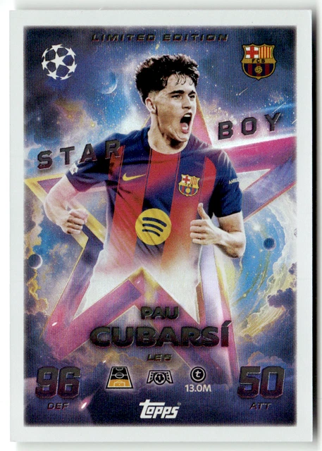 TOPPS MATCH ATTAX CL 2025-26 LE 5 Pau Cubarsi Star Boy Édition Limitée EUR 2,26 - PicClick FR
