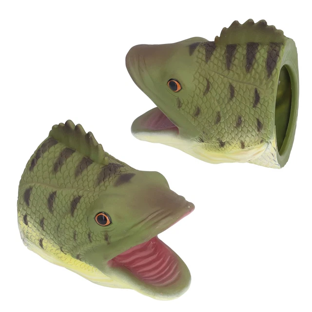 SOFT FISH HAND Puppet High Simulation Bass Head Hand Puppet Toys Kids ...