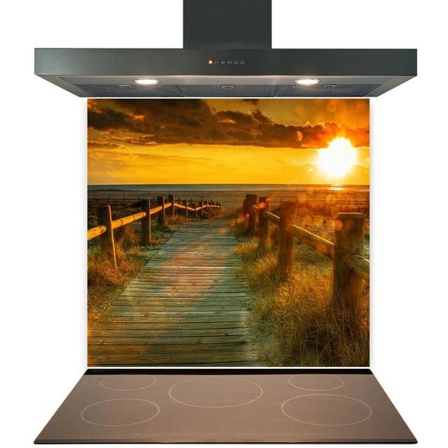 KITCHEN GLASS SPLASHBACK Heat Resistant Toughened Cooker Backsplash no ...
