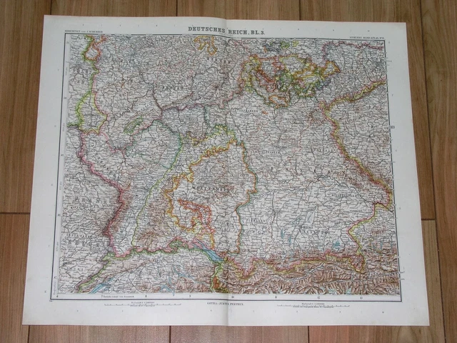 1912 MAP OF Southern Germany Munich German Alsace Lorraine Bavaria ...