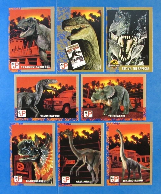 LOT 1993 TOPPS *JURASSIC PARK Card's DINOSAURS *T-Rex *VELOCIRAPTOR ...