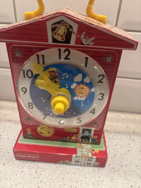 FISHER PRICE MUSIC Box Teaching Clock Wind Up Music Player Toy Working ...