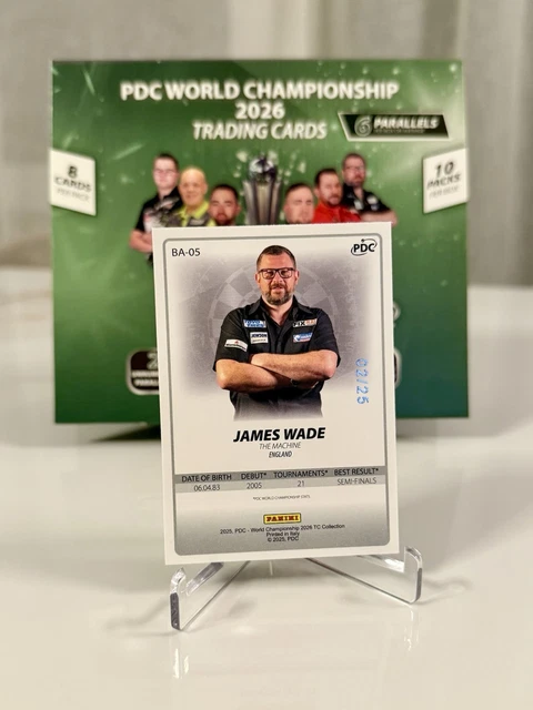 PANINI PDC WORLD Championship 2026 James Wade /25 Green Numbered ...