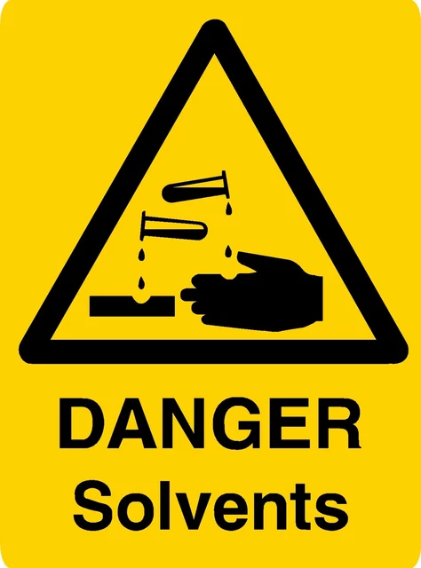 CARTELLO ADESIVO SOLVENTI Di Pericolo Scegli Taglia Standard/Adesivo ...