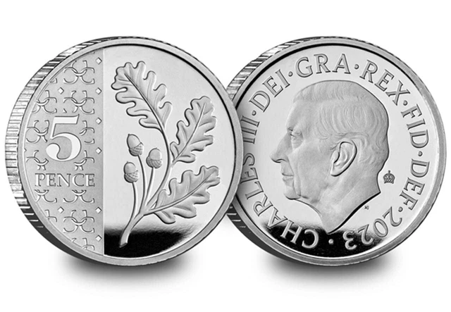 2023 KING CHARLES III Definitive Oak Leaves 5p Coin With Special Privy ...