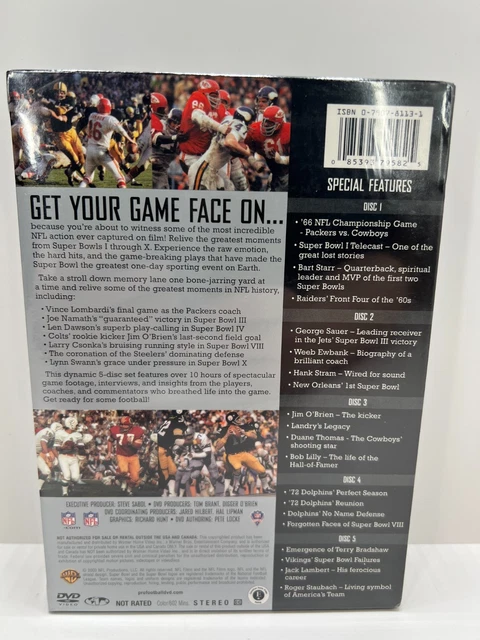 NFL FILMS SUPER Bowl I-X Champions Collector's DVD Set 5 Brand New ...