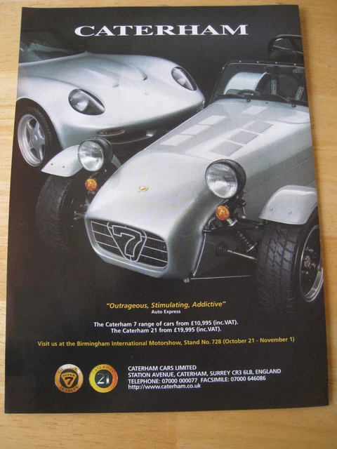 CATERHAM OUTRAGEOUS STIMULATING Addictive Cars Advert A4 Size File 1 £1 ...