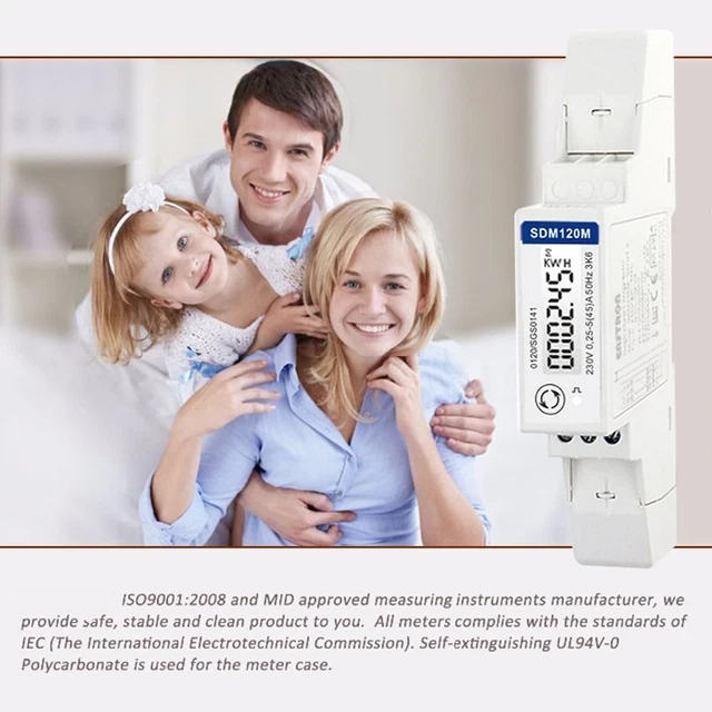 SDM120-MODBUS SINGLE PHASE Energy Meter Din Rail Meter Electricity Kwh ...