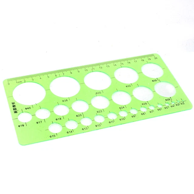 PLASTIC DRAFTING DRAWING Measuring Round Template Ruler Clear Green £6. ...