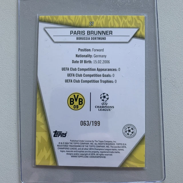 /199 TOPPS UCL Super-Stars 23/24 Paris Brunner BVB Borussia Dortmund RC EUR 39,99 - PicClick IT
