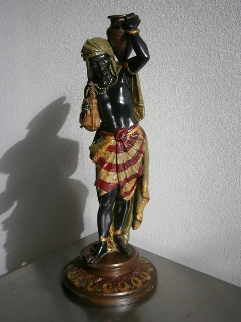 STATUE ORIENTALIST NUBIAN Torchiere c-1875 Metal Patinated 38cm ...