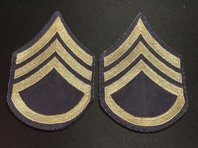 WW2 US ARMY Staff Sergeant Cheveron Rank Pair Gold On Black £11.54 ...