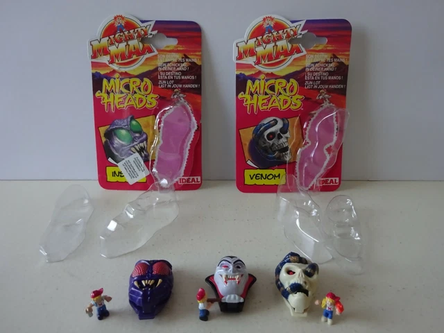MIGHTY MAX MICRO Heads 1993 Bluebird Venom, Insect Open Card And ...