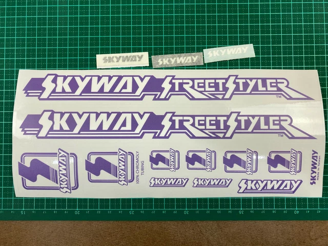 OLD SCHOOL BMX decals stickers 1986 skyway street styler set whte ...