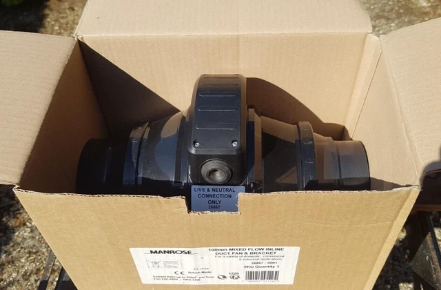 MANROSE MF100S VENTOLA condotto estrattore a flusso misto in linea 100 ...