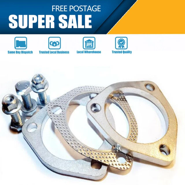 UNIVERSAL EXHAUST FLANGE Plate Gasket Kit 3" 76Mm 3 Bolt 304 Stainless ...