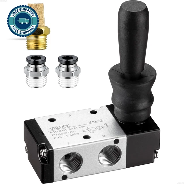 PNEUMATIC AIR HAND Lever Valve, 3 Way 2 Position 1/4”NPT Solenoid Valve ...