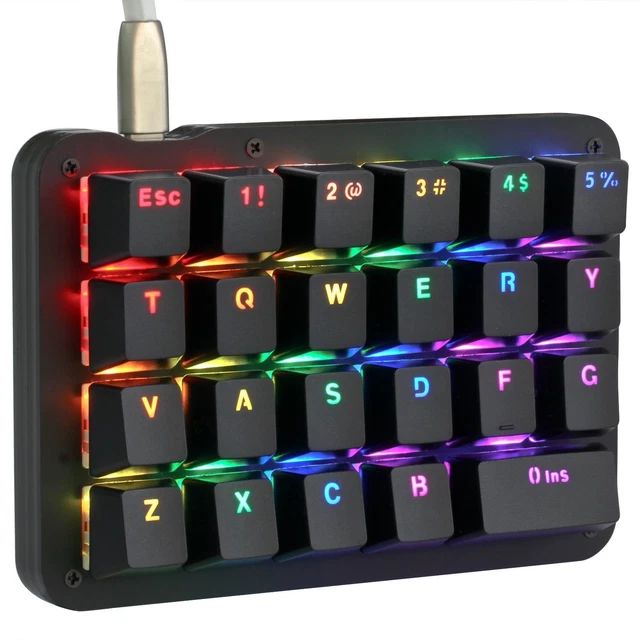 23 KEYS MECHANICAL Keyboard Portable Gaming Keypad RGB LED Backlit Red ...