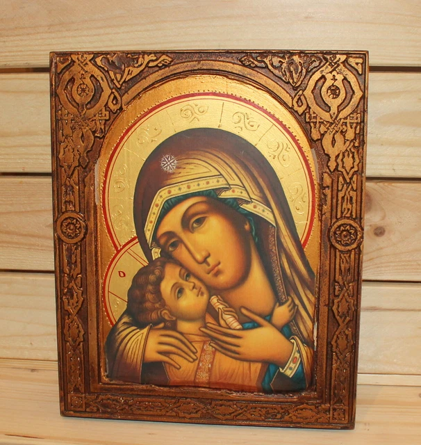 THE VIRGIN MARY Jesus Christ child Vintage Orthodox hand painted icon ...
