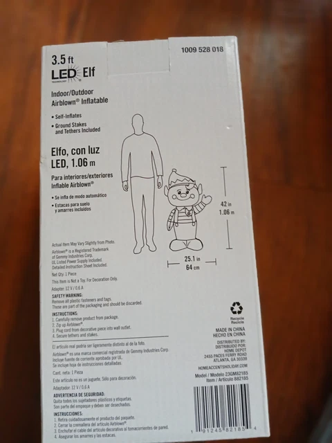 HOME ACCENTS HOLIDAY 3.5 ft. LED Lights Christmas Airblown Inflatable ...