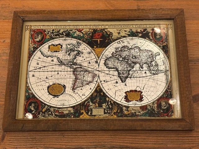 ORIGINAL VINTAGE ASPELL Saggers World Map Small Mirror - Good condition ...