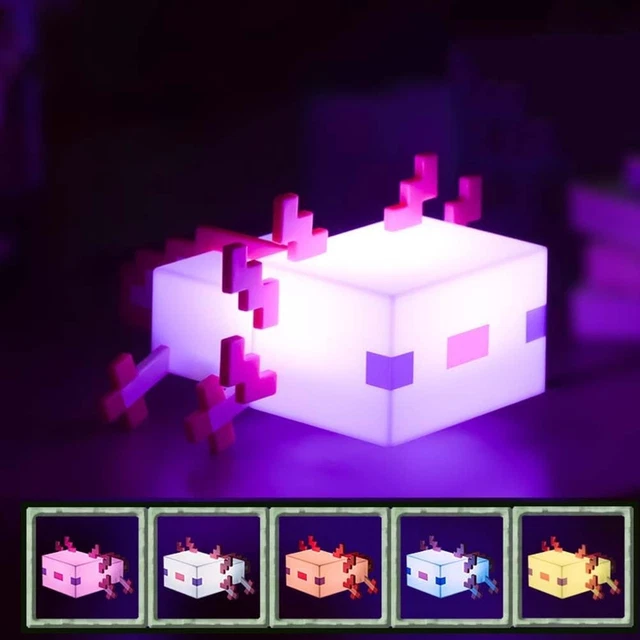 FOR MINECRAFT PINK Axolotl Lamp Five Colour Modes Axolotl-Baby Lamp ...