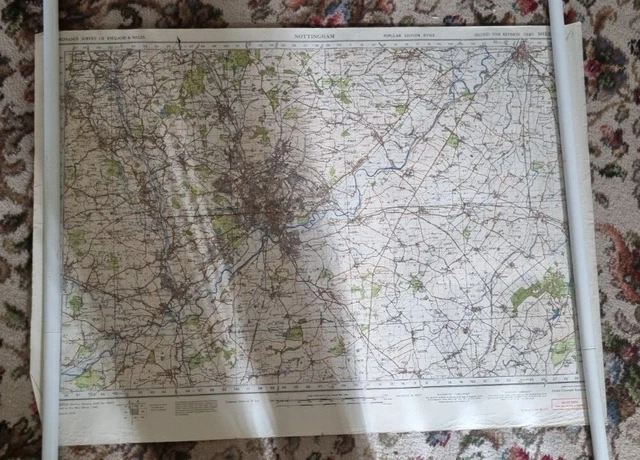 VINTAGE WORLD WAR 2 War Office 1940 edition of map of Nottingham £15.00 ...