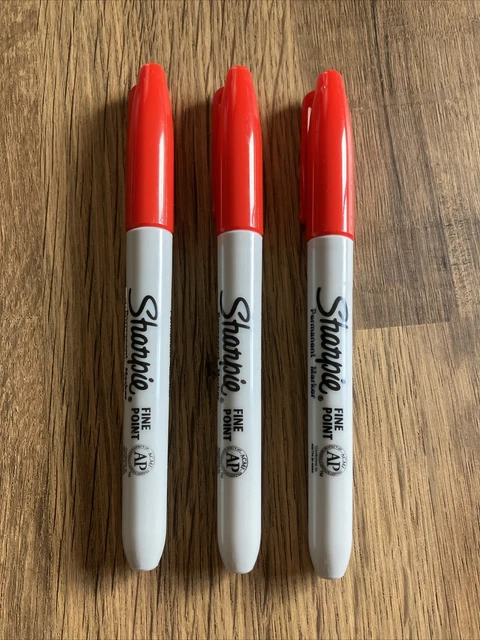 SHARPIE ORIGINAL CLASSIC Fine Point Permanent, RED Bullet Tip( PKT 3 ...
