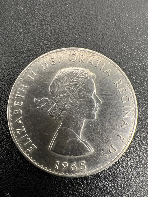 (RARE) SIR WINSTON Churchill 1965 Commemorative Crown Coin Queen ...