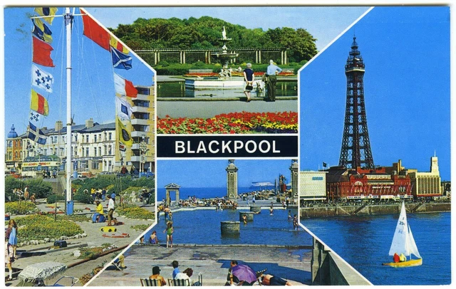 1970S BAMFORTH POSTCARD Blackpool Sunken Garden Childrens Pool Tower ...