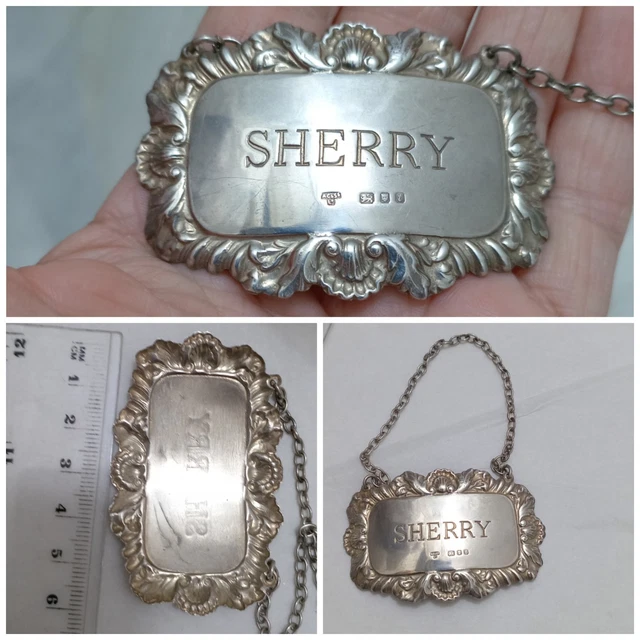 VINTAGE 1974 HALLMARKED Silver SHERRY Decanter Bottle Label £26.71 ...