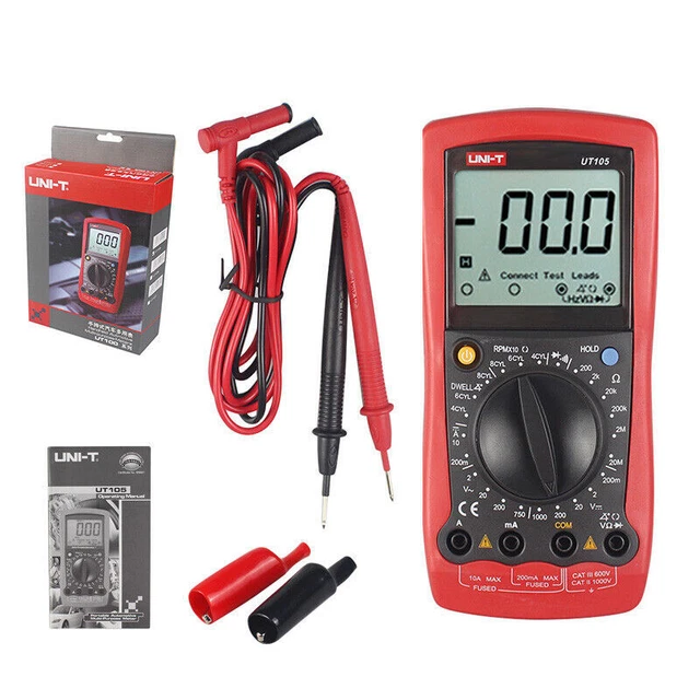 AUTOMOTIVE MULTIMETER UNI-T UT105 DMM Voltmeter Ohmmeter Tach Dwell RPM ...