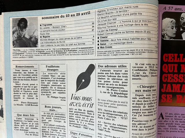 TELE STAR N°29 du 23/04/1977; Michèle Morgan/ Maurice Favières/ J ...