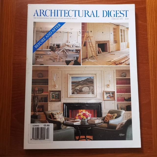 ARCHITECTURAL DIGEST MAGAZINE February 1992 Before and After edition £8 ...
