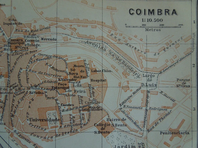 PLAN ANCIEN VILLE De Coimbra Portugal Mapa Map 1908 EUR 12,00 - PicClick FR