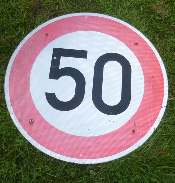 ALTES VERKEHRSSCHILD SCHILD RUND 📢 Verkehrszeichen 50 fünfzig Alu ...