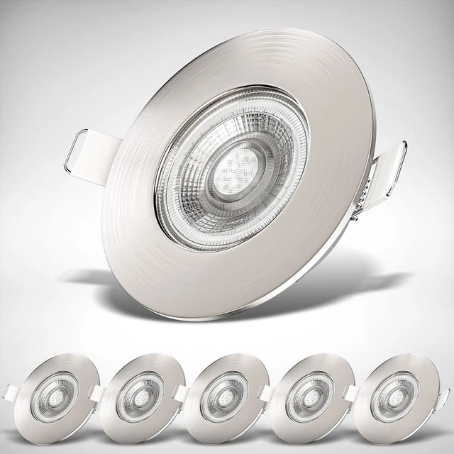 LOT DE 6 spots 5W LED encastrables sdb ultra-plats nickel mat salle de bain IP44 EUR 35,99 ...