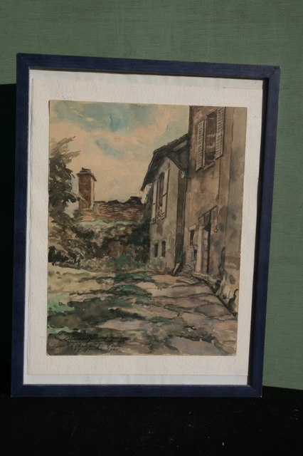 TABLEAU PEINTURE AQUARELLE ancienne 1940 située et signée EUR 70,00 - PicClick FR