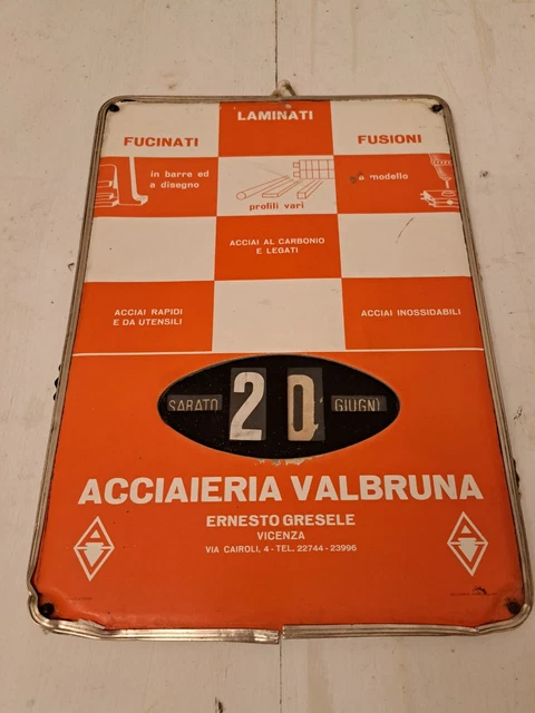 CALENDARIO PERPETUO PUBBLICITARIO ACCIAIERA VALBRUNA (Vicenza) EUR 25 ...