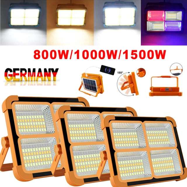 SOLAR LED ARBEITSLEUCHTE Akku Aufladbar Baustrahler Flutlicht ...