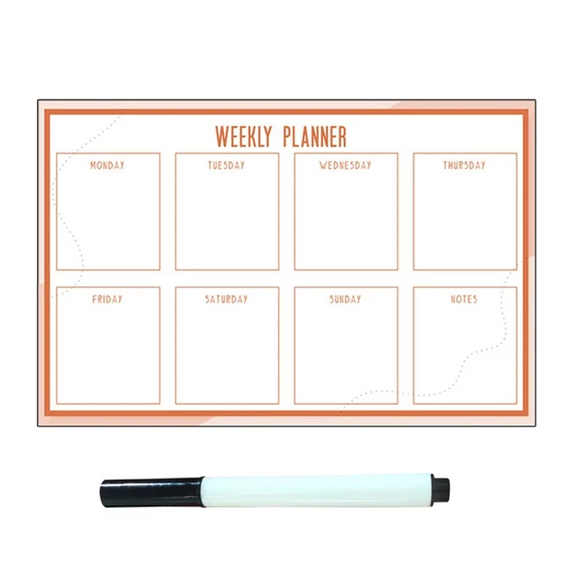 WEEKLY PLANNER WHITEBOARD Noticeboard Note Memo Board Cork Wood Wall ...