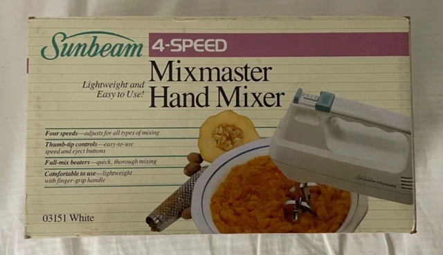 SUNBEAM MIXMASTER 4 Speed Hand Mixer Model 03151 White New in Box NIB ...