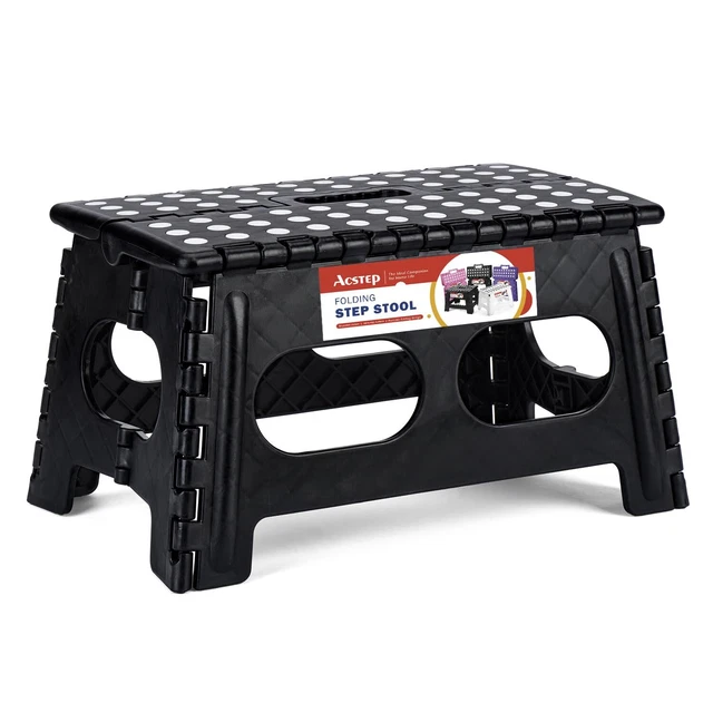 FOLDING STEP STOOL,15-INCH Extra Wide 9Inch Height Heavy Duty Stepping ...